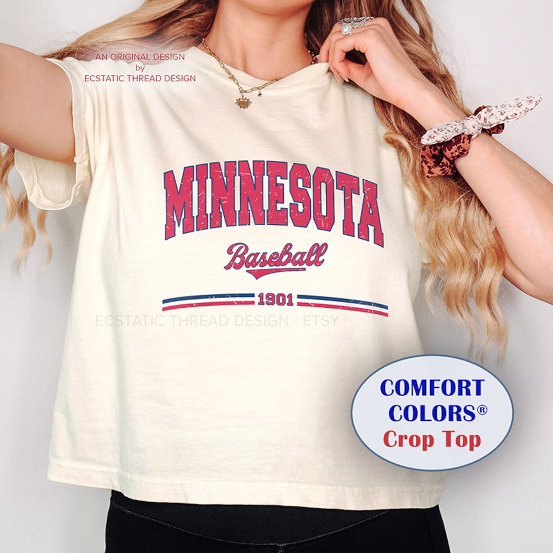 Minnesota Baseball Crop Top, Comfort Colors®, Womens Baseball Minnesota ...