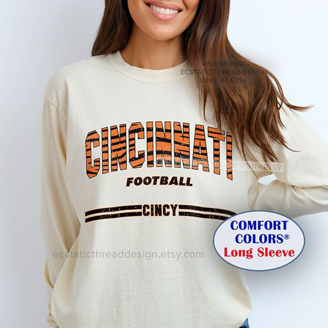 Cincinnati Football Shirt Long Sleeve, Comfort Colors, Cincy Shirt ...