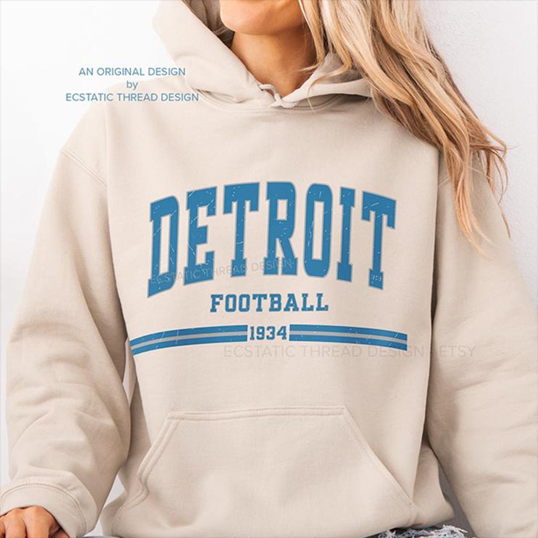 Detroit Football Hoodie, Vintage Detroit Football, Detroit Football ...