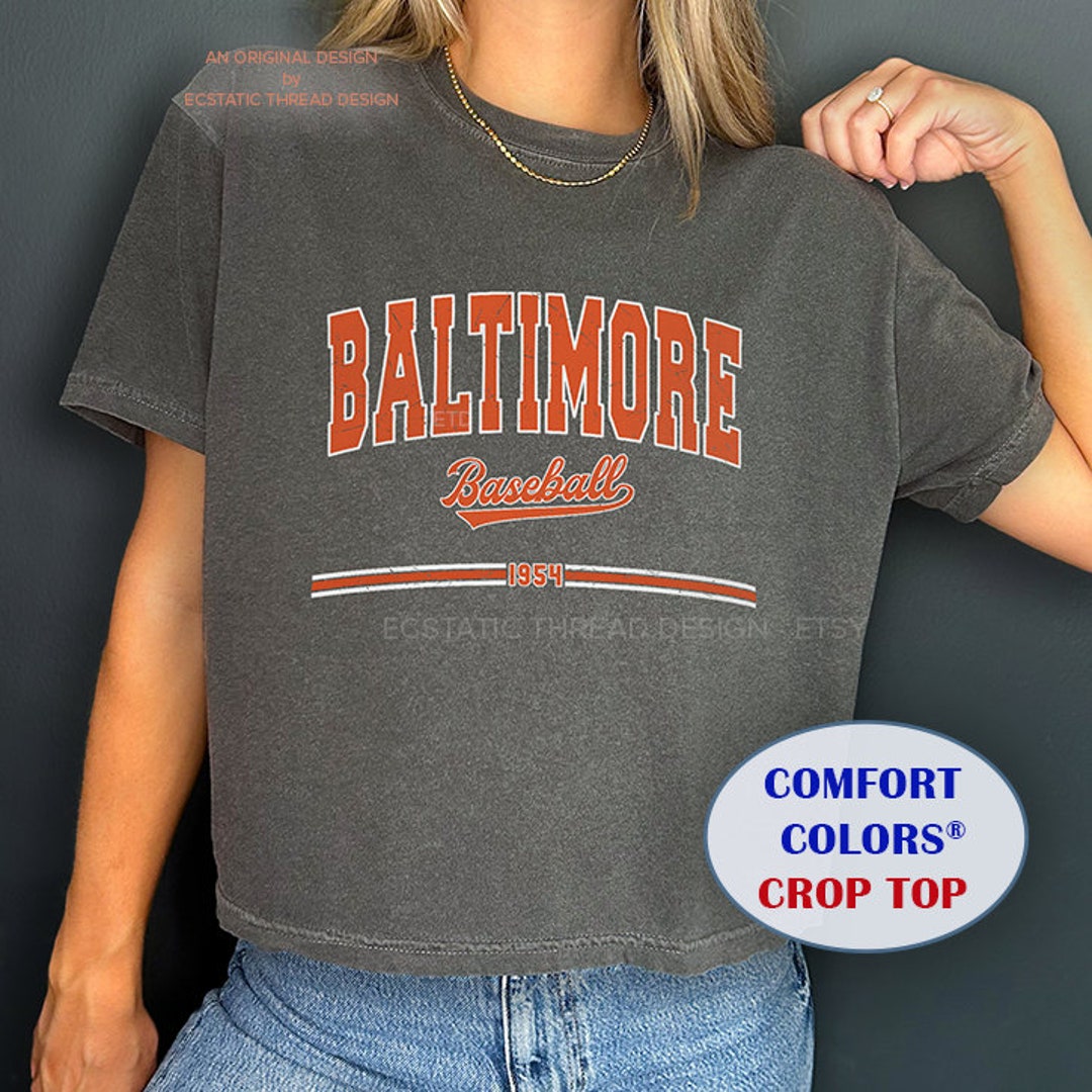 Vintage Baltimore Baseball Crop Top, Comfort Colors®, Distressed ...