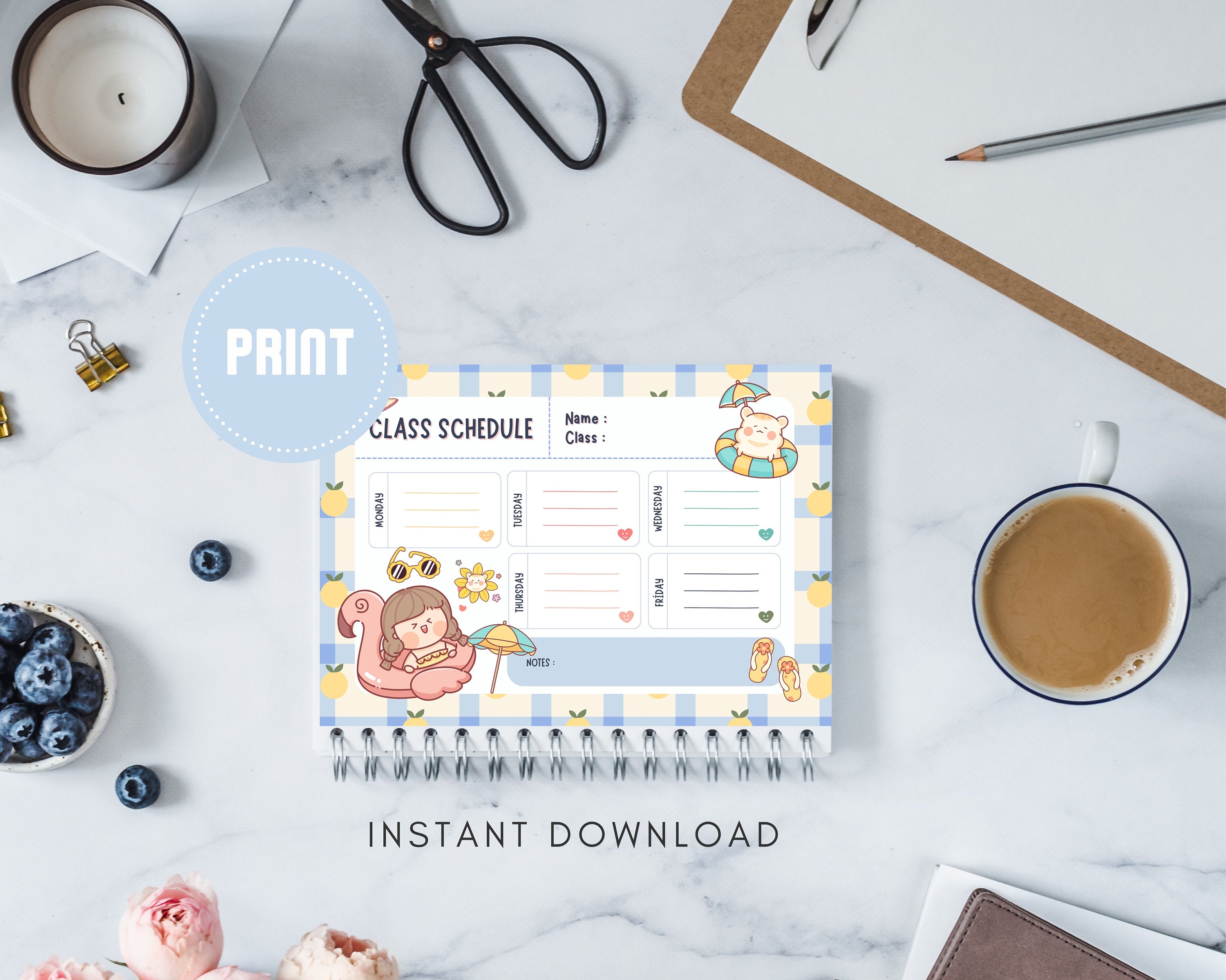 Cute Class Schedule for Kids, Kids School Schedule, Girl Weekly Planner ...