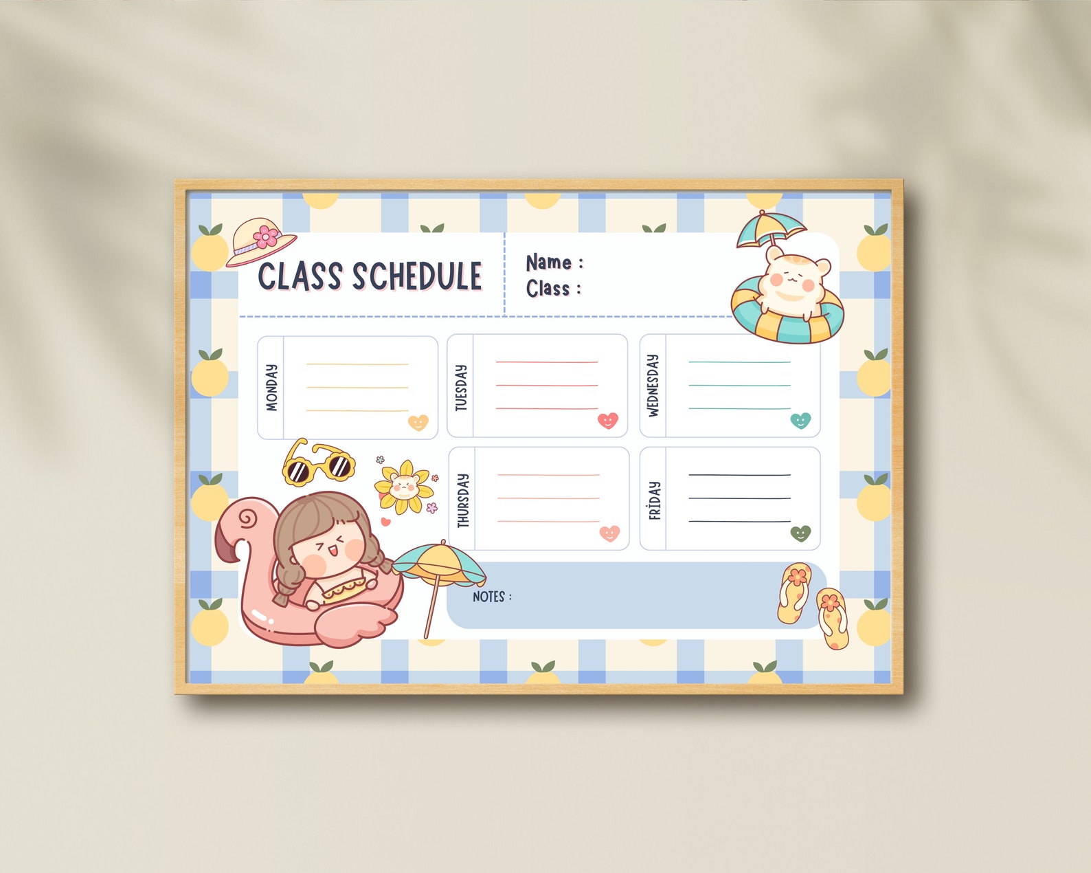 Cute Class Schedule for Kids, Kids School Schedule, Girl Weekly Planner ...