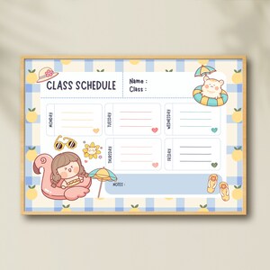 Cute Class Schedule for Kids, Kids School Schedule, Girl Weekly Planner ...