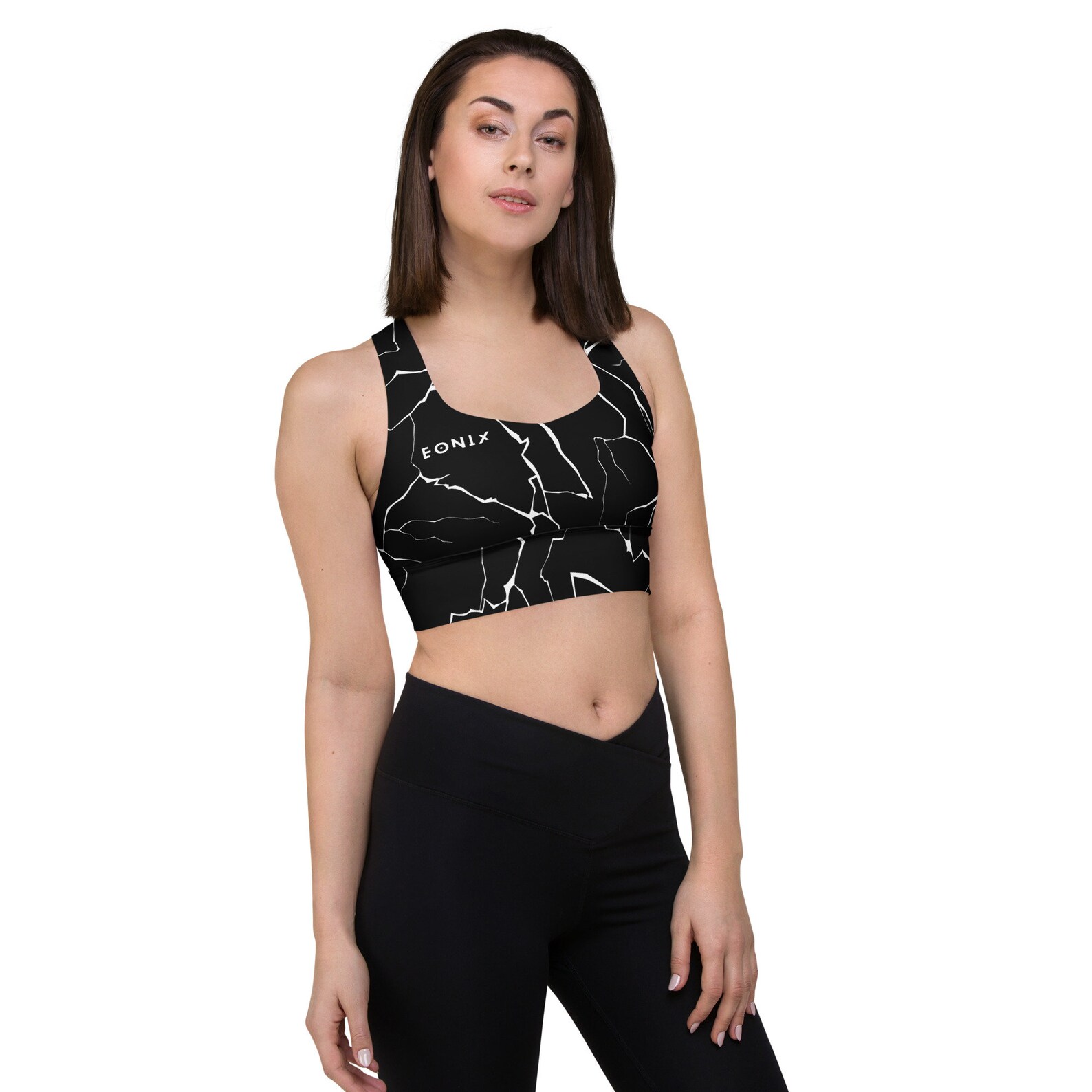 Black Texture Sports Bra for Fitness Bra Activewear Supportive Sports ...