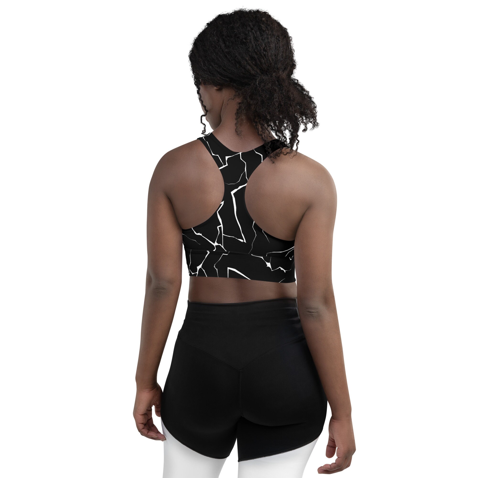 Black Texture Sports Bra for Fitness Bra Activewear Supportive Sports ...