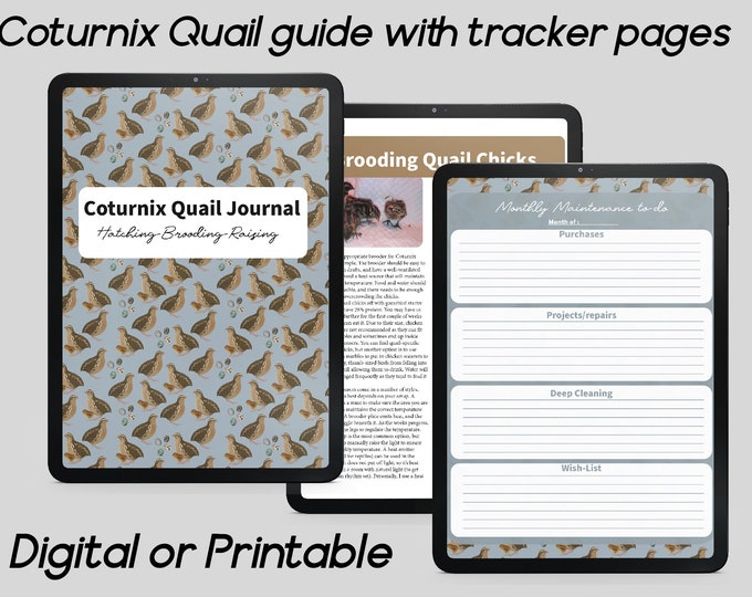 Coturnix Quail Guide and Journal Digital or Printable. From Hatching to ...