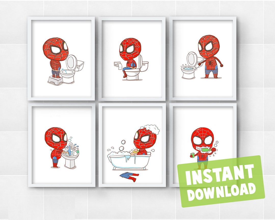Set of 6 Superhero Kids Children Bathroom Bedtime Daily Chores Routine ...