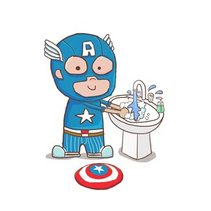 Set of 6 Superhero Kids Children Bathroom Bedtime Daily Chores Routine ...