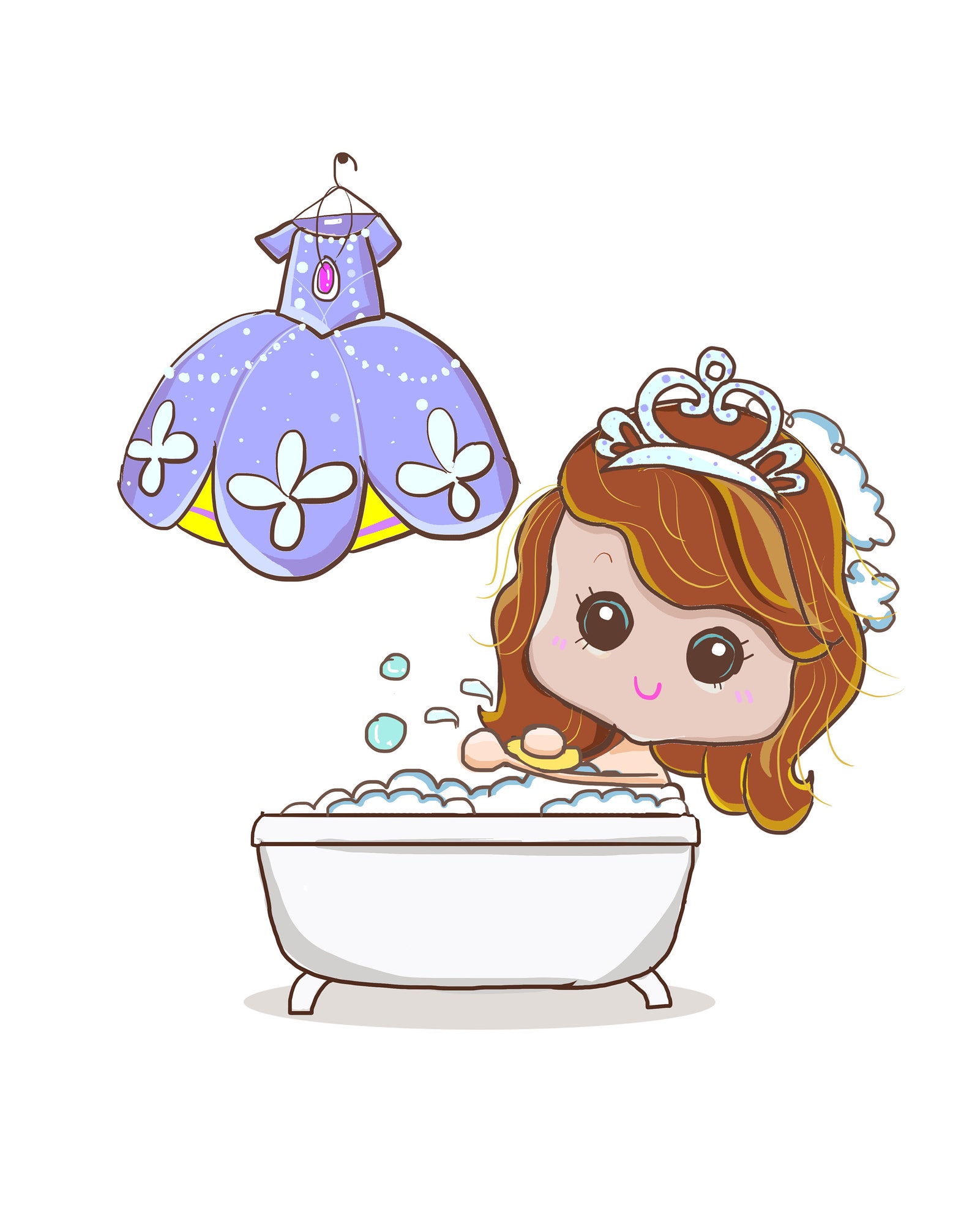 Set of 6 Princess Kids Bathroom Bedtime Prints Instant Download Wall ...