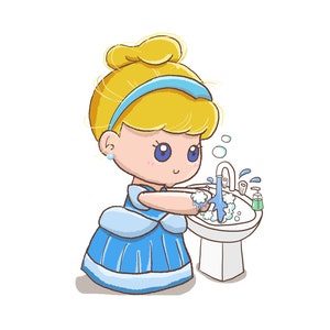 Set of 4 Princess Kids Bathroom Bedtime Daily Chores Routine Instant ...