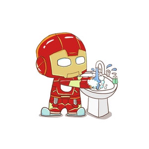 Set of 6 Superhero Kids Bathroom Bedtime Daily Chores Routine Instant ...