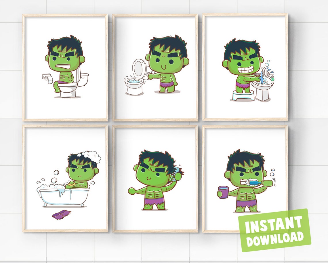 Set of 6 Superhero Kids Children Bathroom Bedtime Daily Chores Routine ...