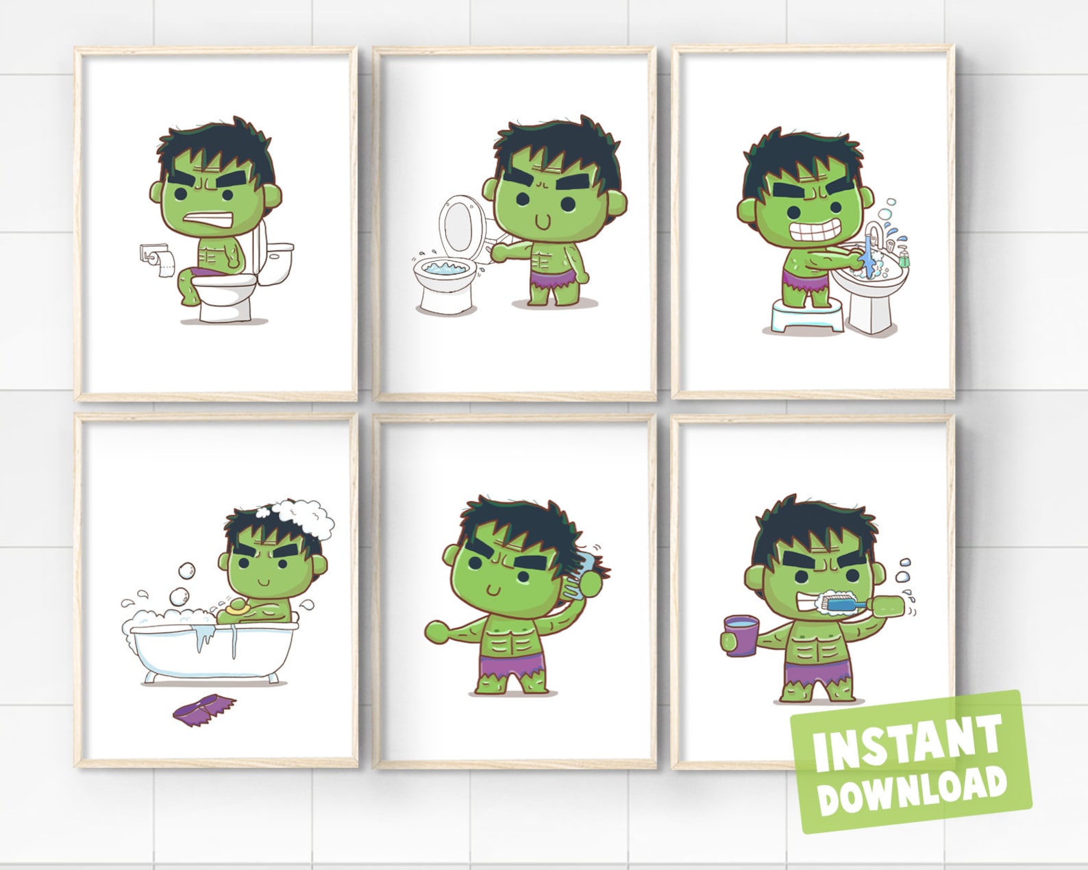 Set of 6 Superhero Kids Children Bathroom Bedtime Daily Chores Routine ...