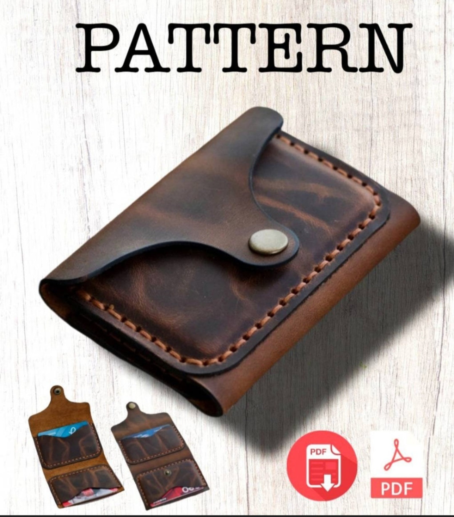 Template) Handmade Leather Bifold Wallet, Card Holder Pattern, Wallet ...