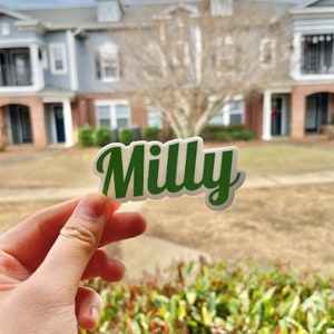 Milly Varsity Font Green Matte Sticker - Etsy