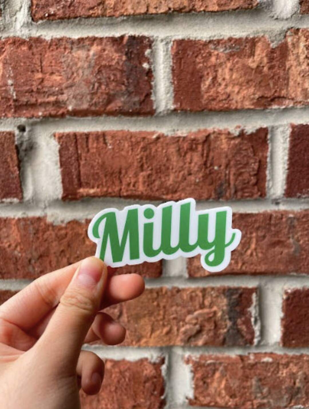 Milly Varsity Font Green Matte Sticker - Etsy