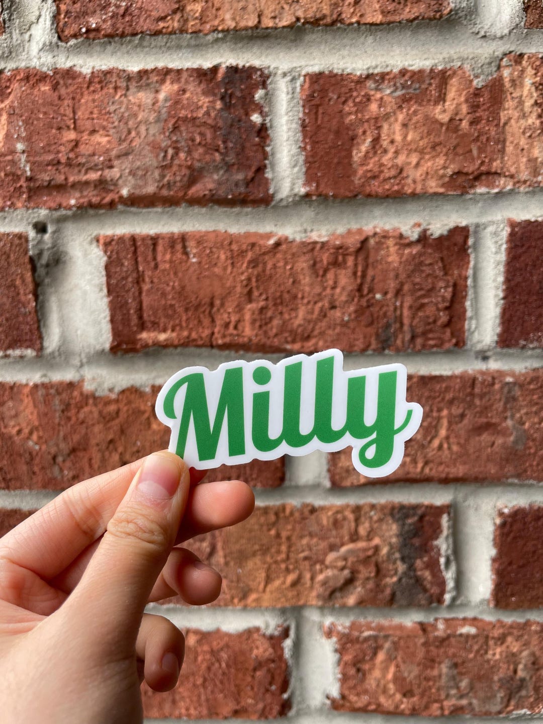 Milly Varsity Font Green Matte Sticker - Etsy