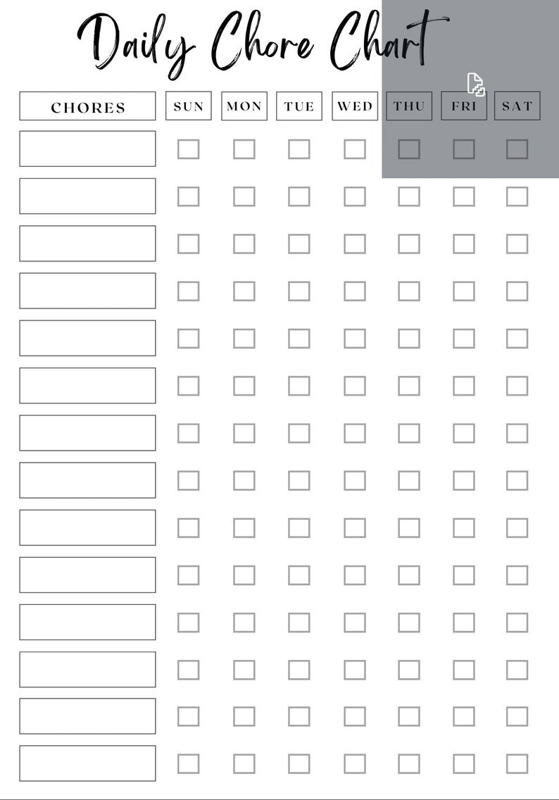 Digital Chore Chart, Responsibility Chart, Kids Chore Chart, Family ...