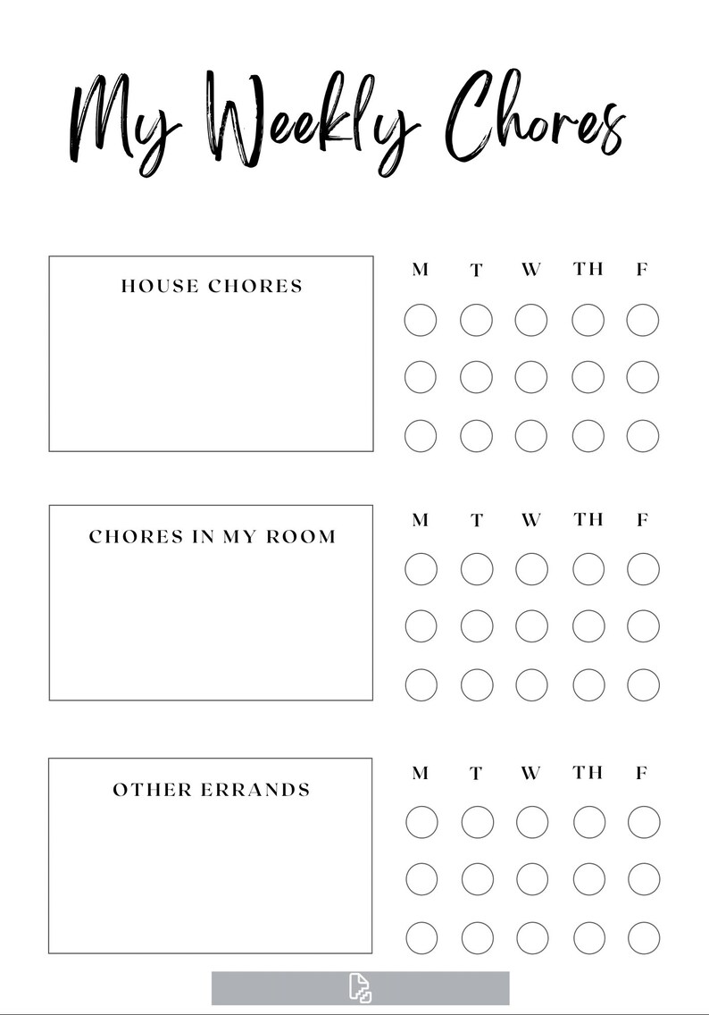 Digital Chore Chart, Responsibility Chart, Kids Chore Chart, Family ...