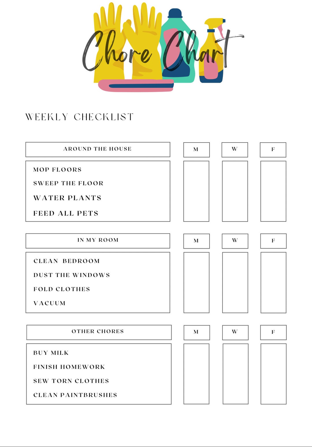 Digital Chore Chart, Responsibility Chart, Kids Chore Chart, Family ...