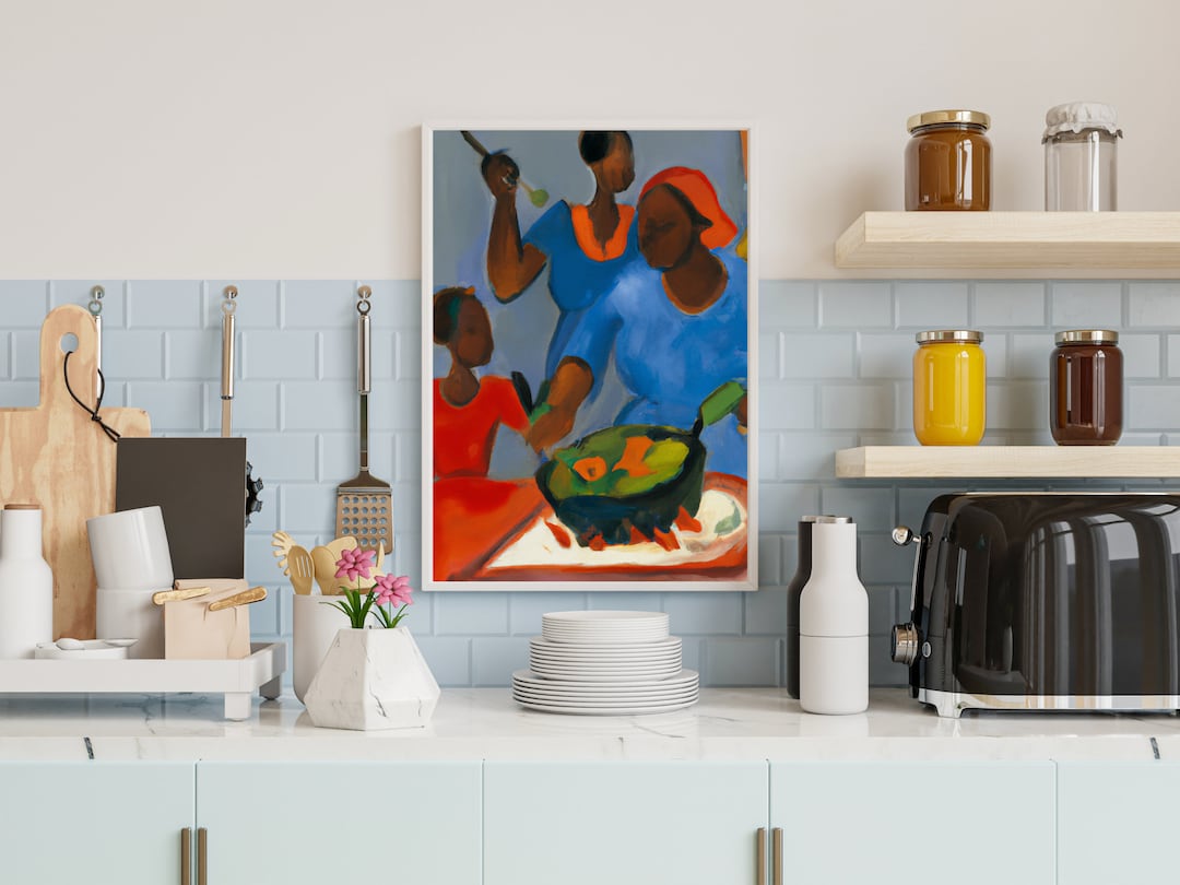 Sunday Dinner, Black Art Cooking Series, CANVAS Wall Art Food Art ...