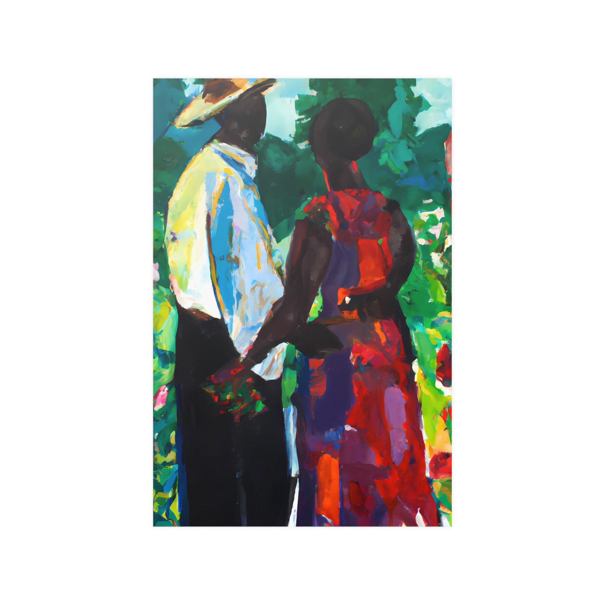 Black Couple Red Flowers Wall Art Poster Black Love Print African American Relationship Wall Art ...