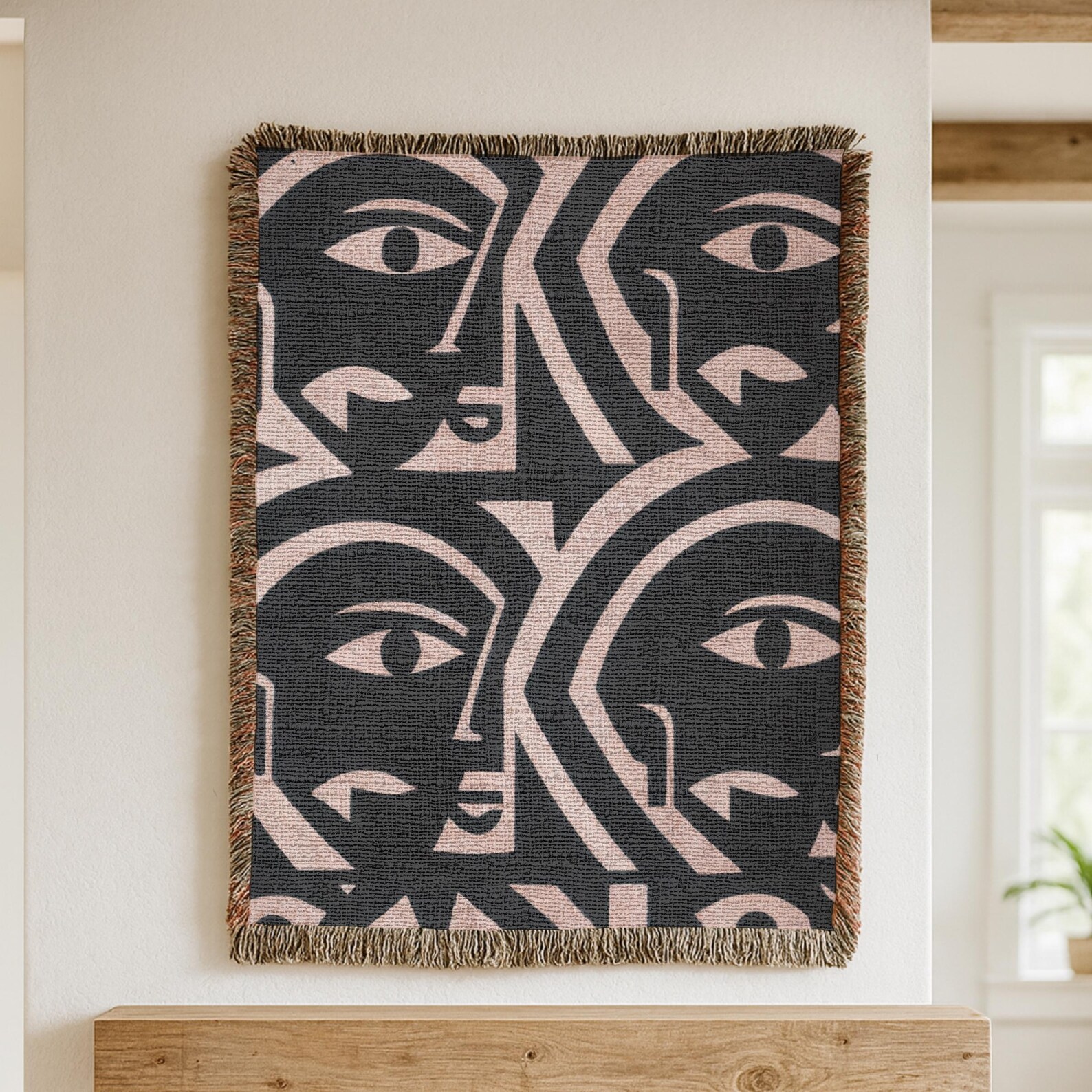 Profile, Woven Throw Blanket | Art Deco Wall Hanging, Artist Tapestry ...
