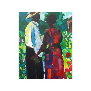 Black Couple Red Flowers Wall Art Poster | Black Love Print | African American Relationship Wall ...