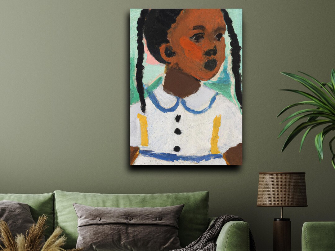 Pigtails, Black Girl Artwork Print – Afrocentric Canvas Wall Art Decor ...