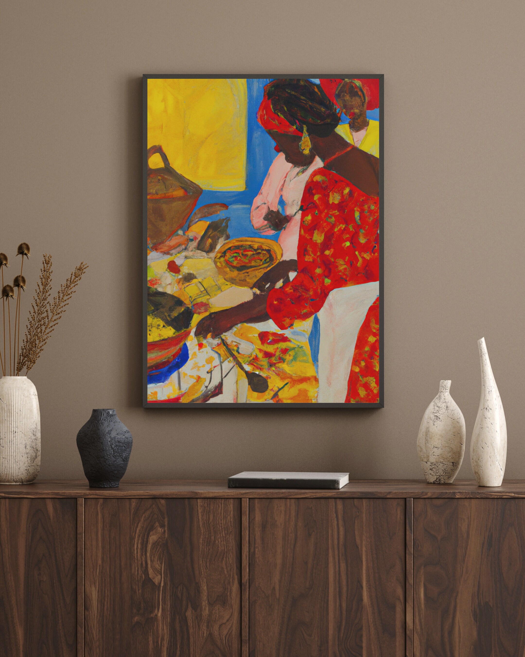 Lady in Red, Black Art Cooking Series, CANVAS Wall Art Family Portraits ...