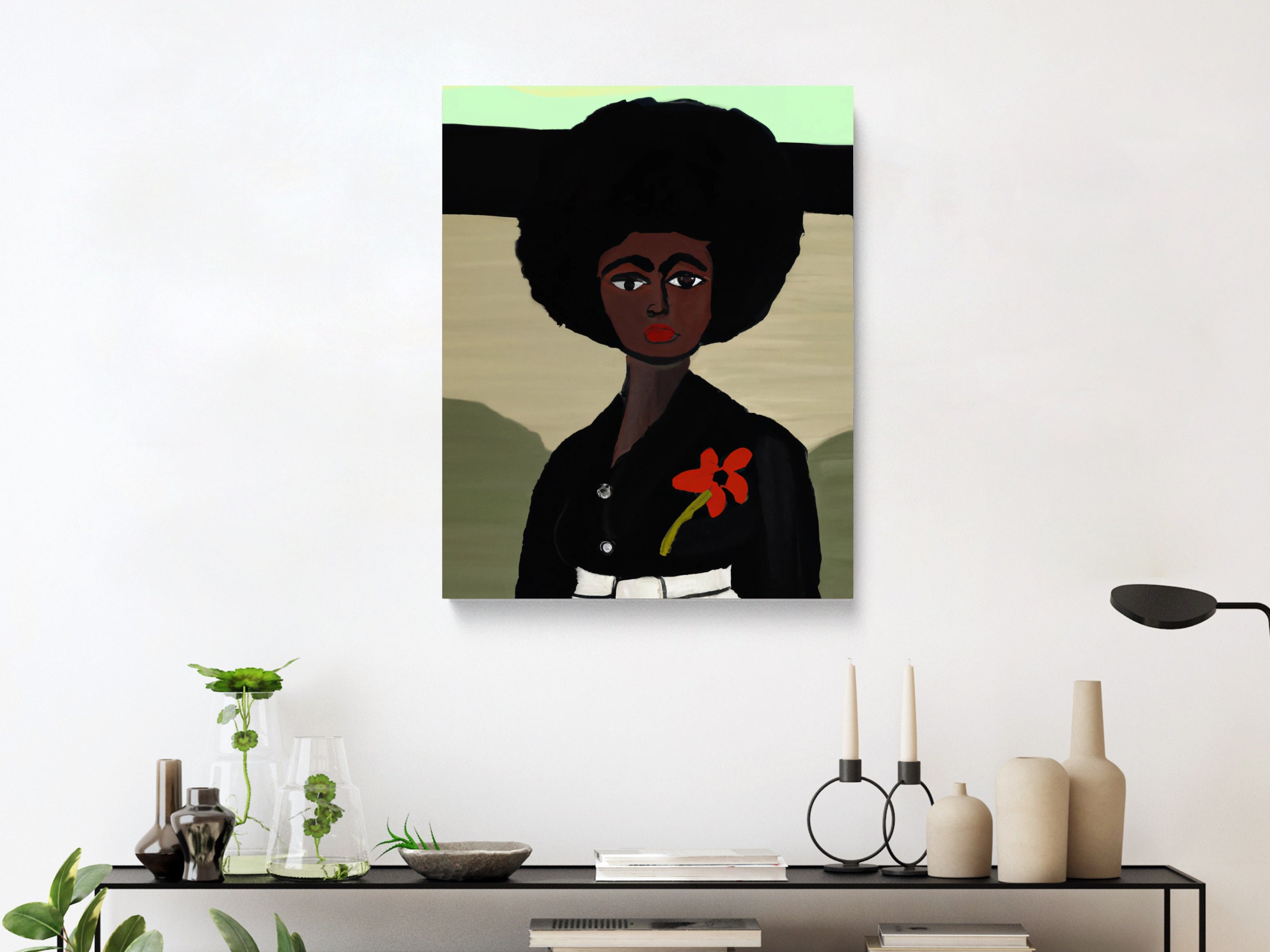 Jo, Black Folk Art Series, CANVAS Wall Art Black Art Print, African ...