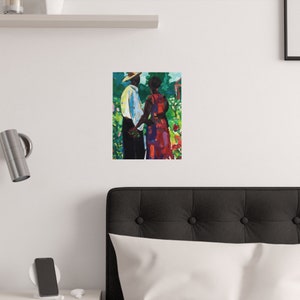 Black Couple Red Flowers Wall Art Poster | Black Love Print | African American Relationship Wall ...