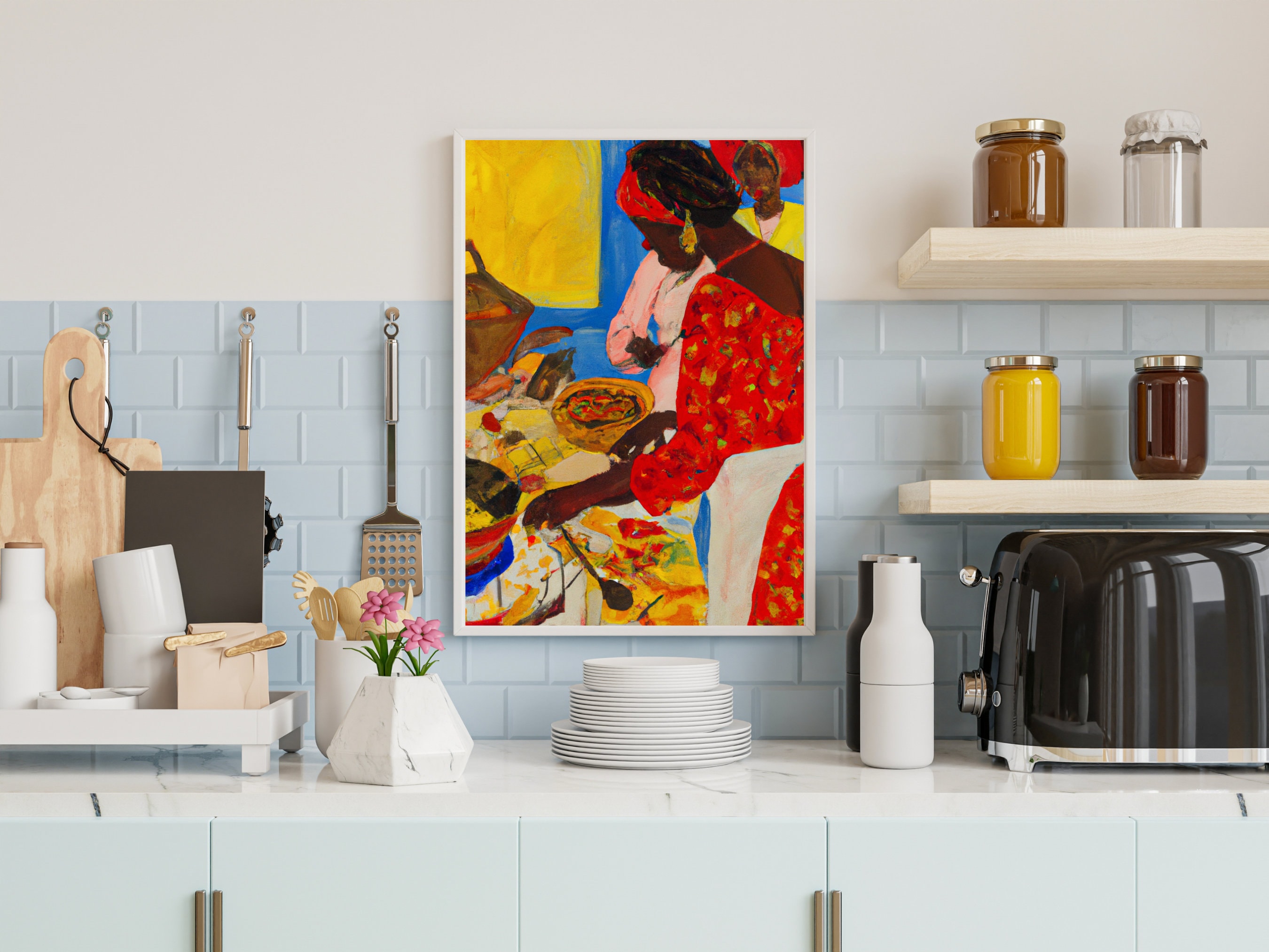 Lady in Red, Black Art Cooking Series, CANVAS Wall Art Family Portraits ...