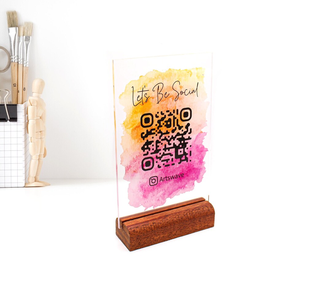 Qr Code Acrylic Display Sign With Base scannable Qr Code Sign - Etsy UK