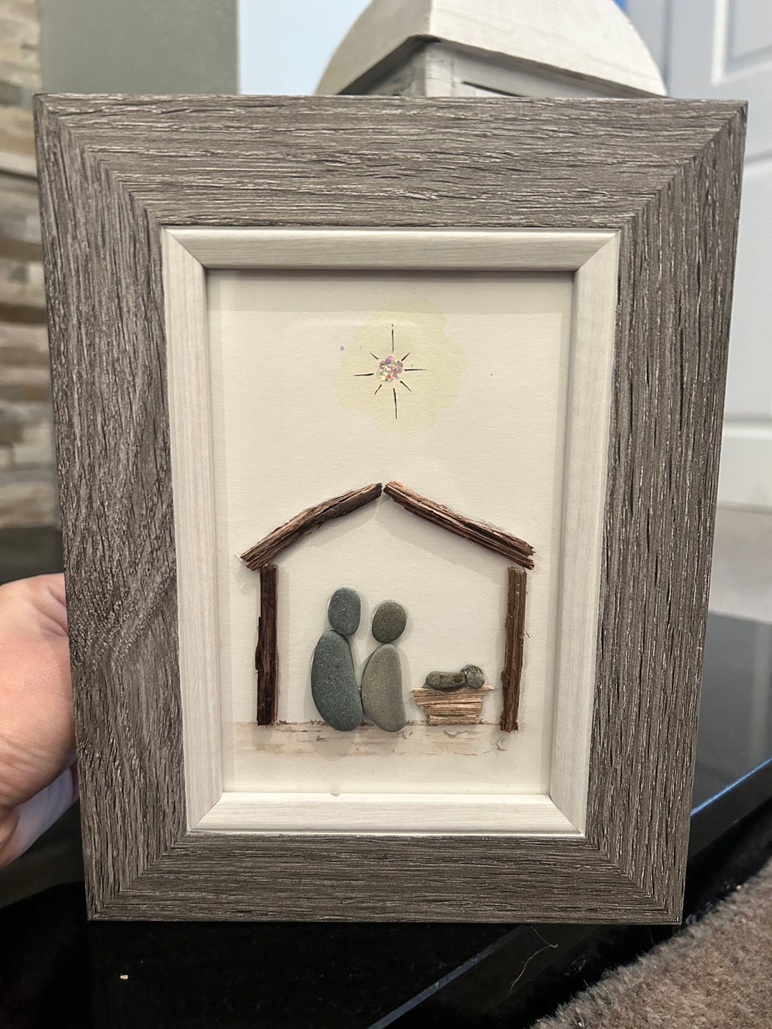 Christmas Themed Nativity Pebble Stone Driftwood and - Etsy UK