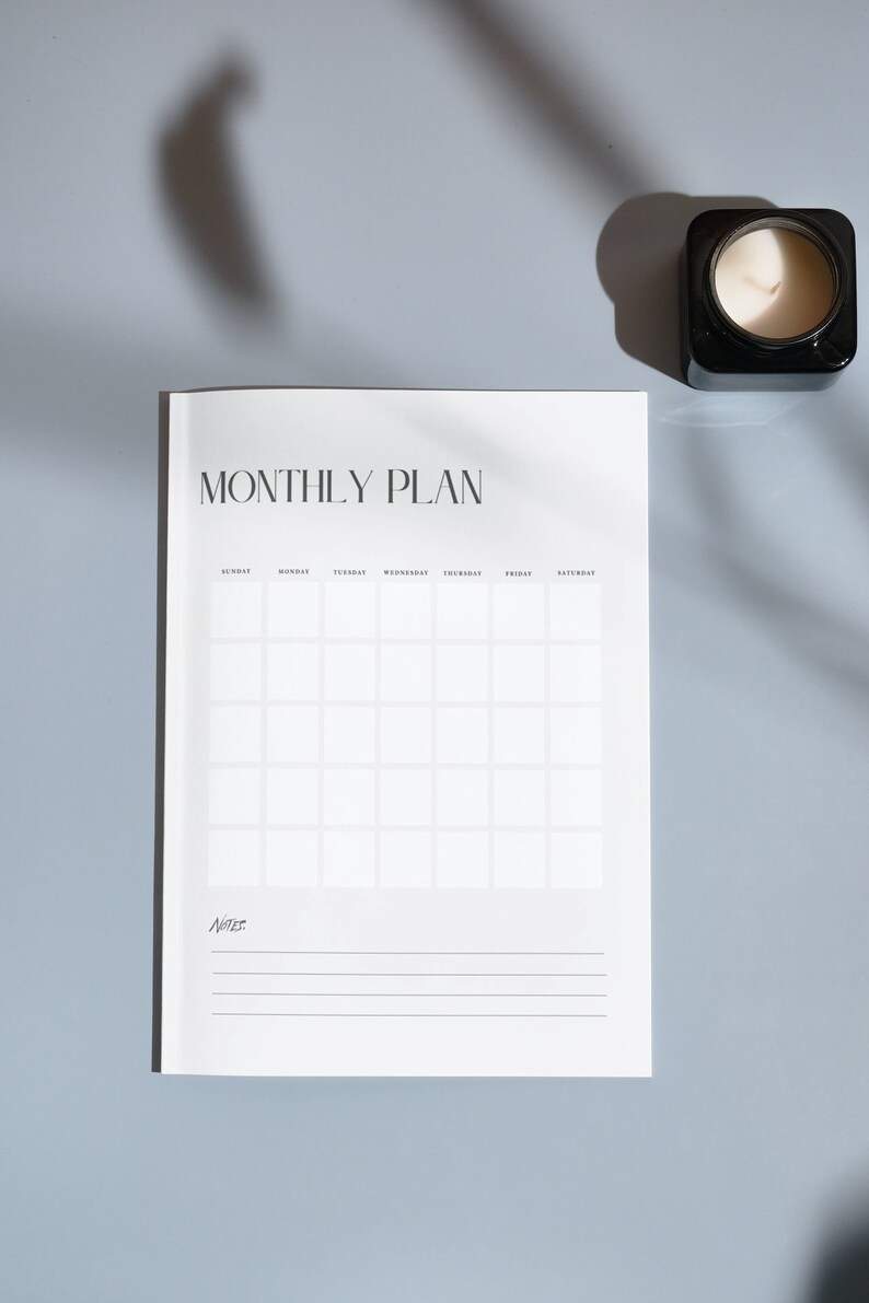 Simple Monthly Planner Printable. Minimal Monthly Blank Schedule. - Etsy