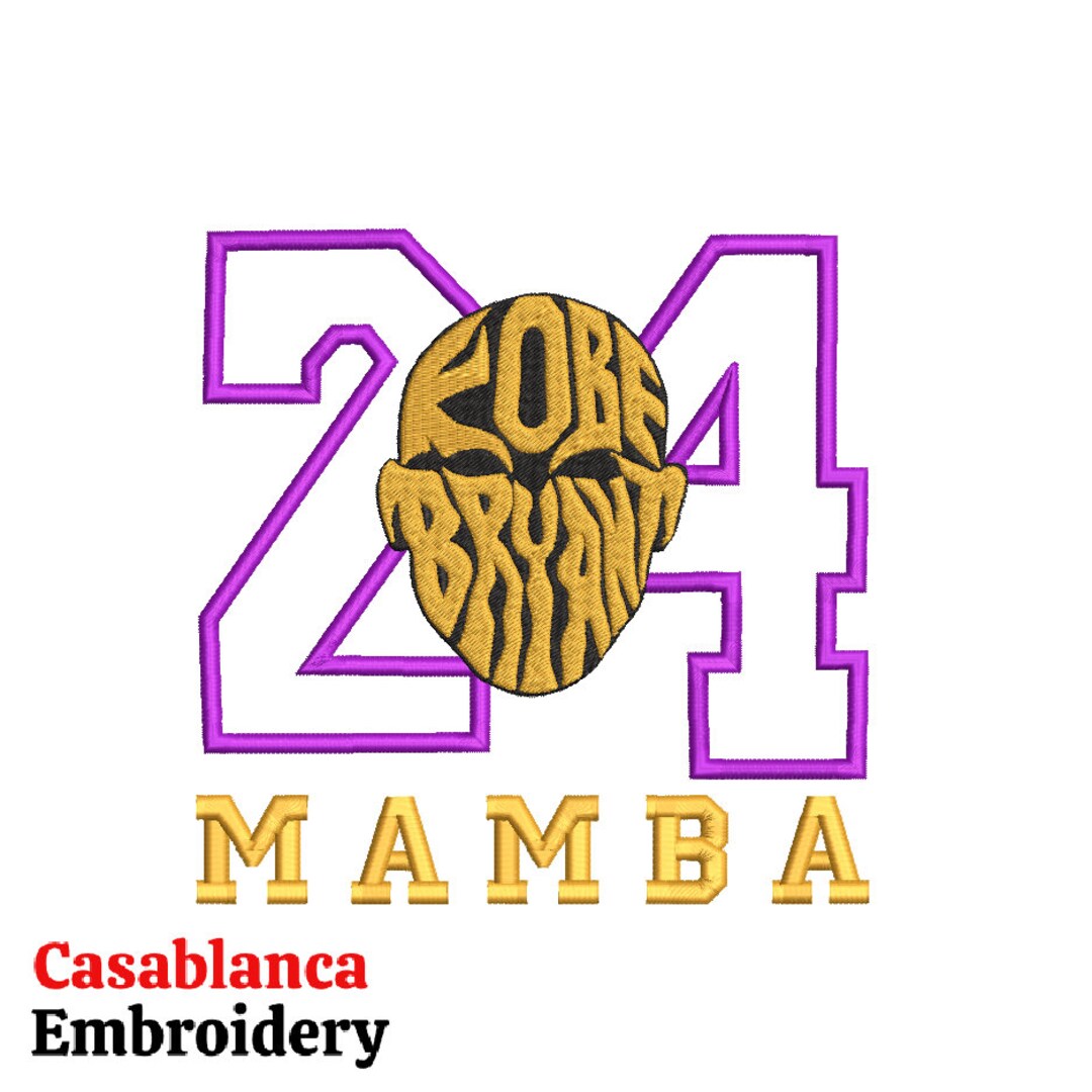MAMBA Legend Kobe Bryant Embroidery Files. Basketball Embroidery Design ...