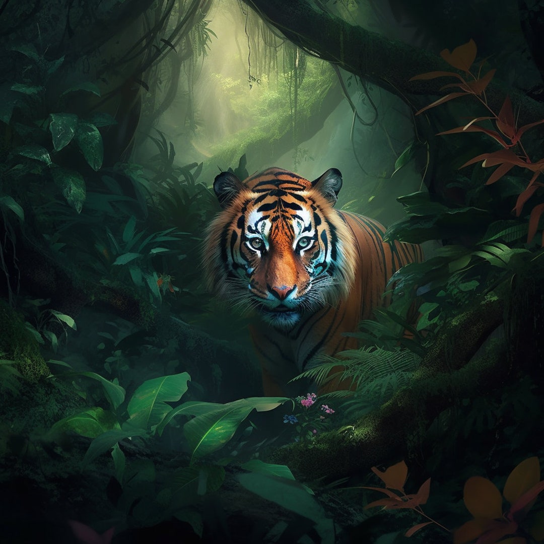Tiger's Gaze: A Jungle Moment Captured by Time. | Tiger Portrait | Wall ...