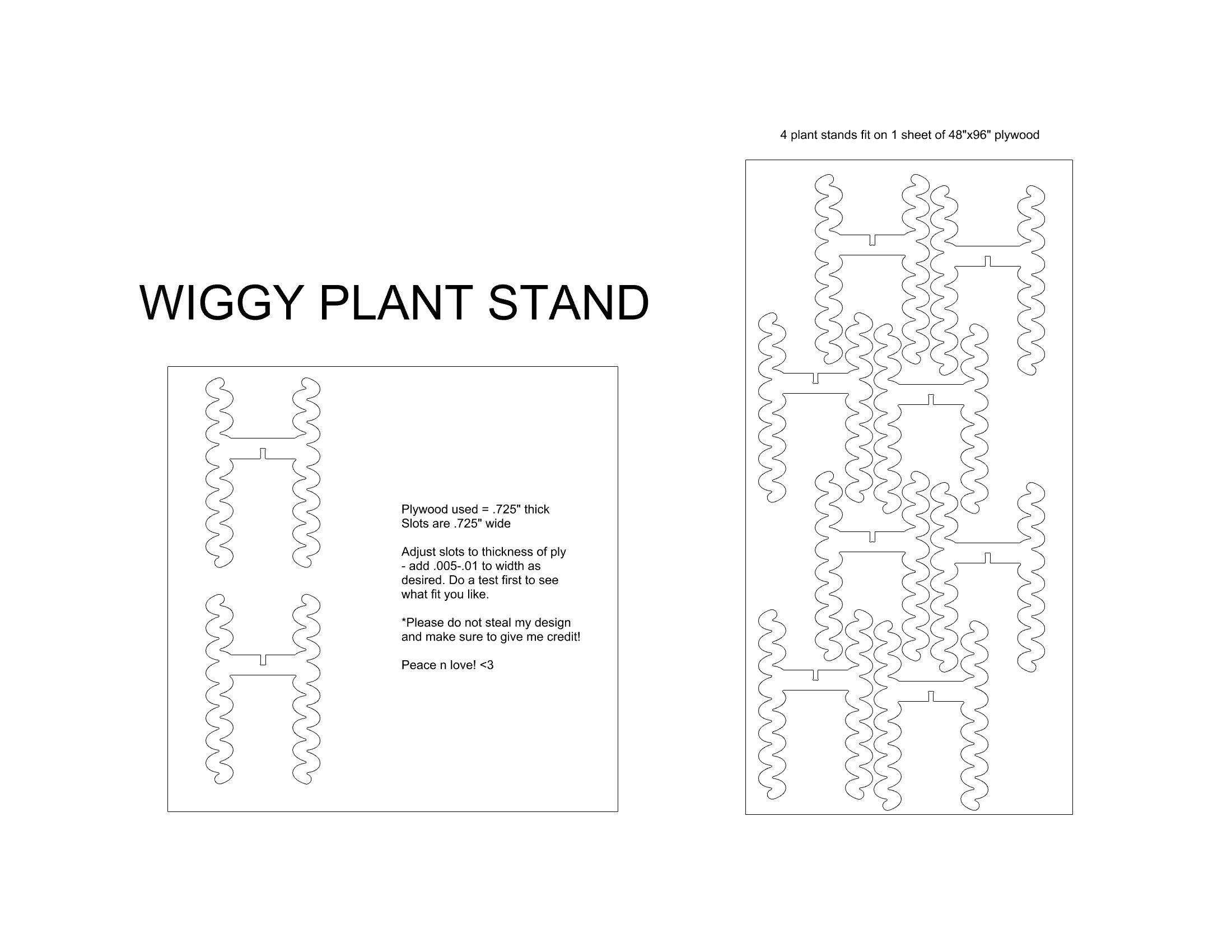 Wiggy Plant Stand CNC Cut File - Etsy Australia