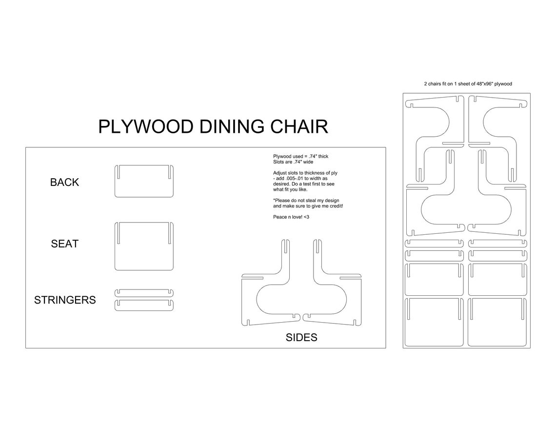 Plywood Dining Chair CNC Cut File - Etsy