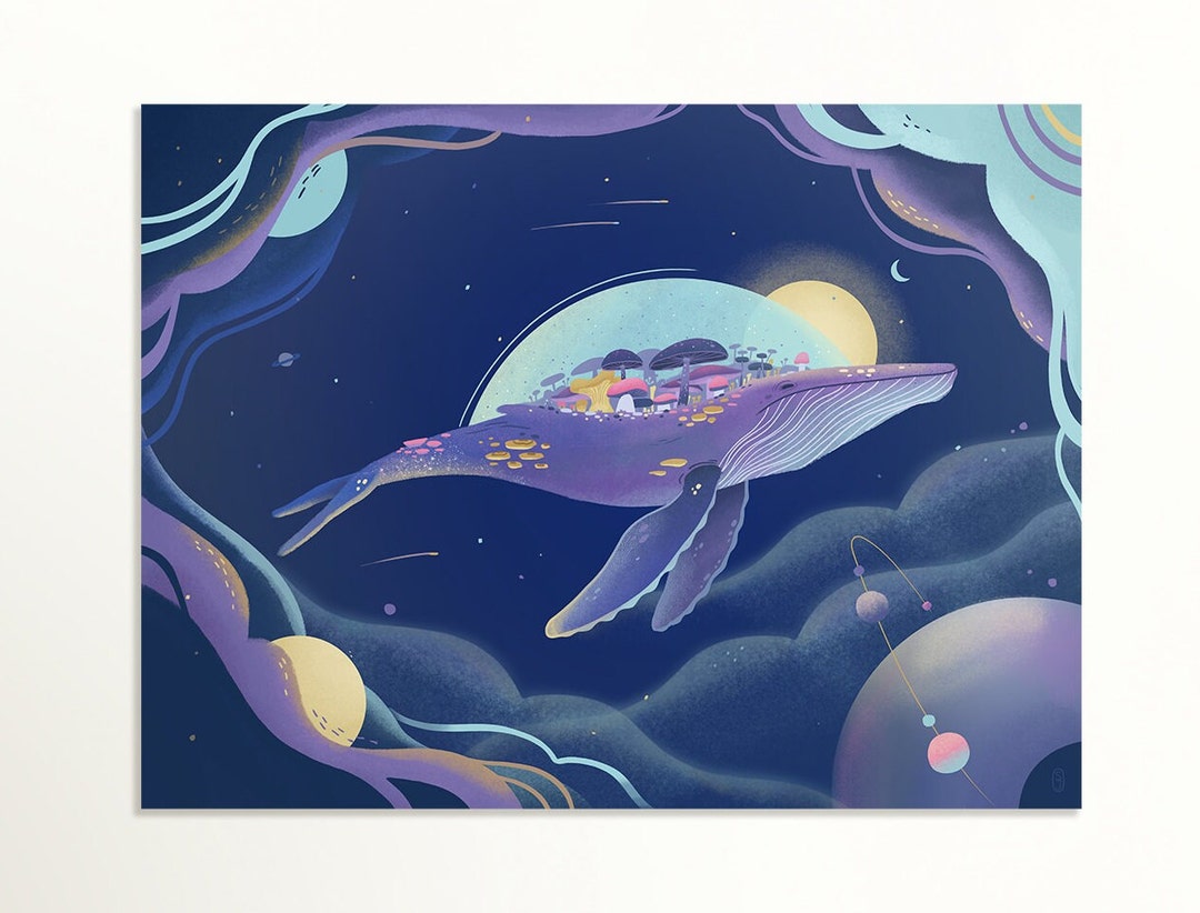 Magical Whale, Art Print 8x10 - Etsy