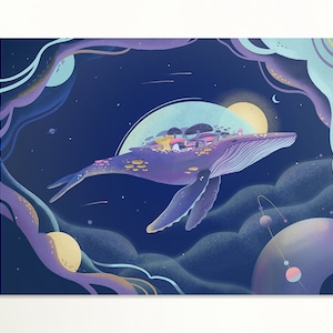 Magical Whale, Art Print 8x10 - Etsy