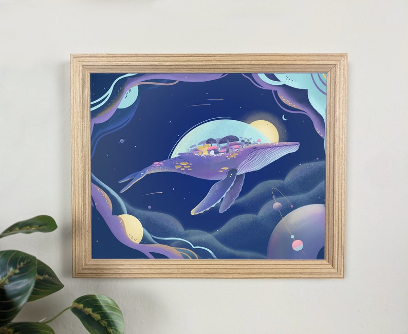 Magical Whale, Art Print 8x10 - Etsy
