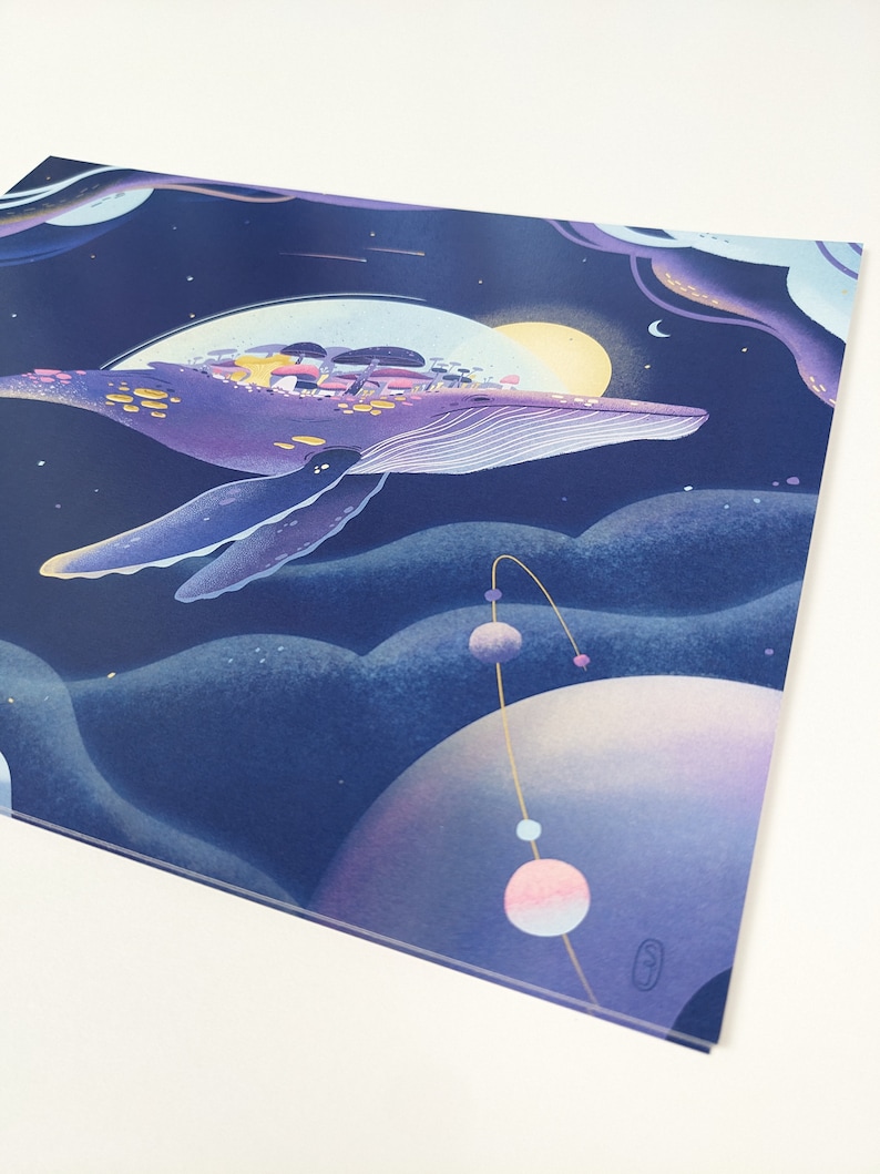 Magical Whale, Art Print 8x10 - Etsy