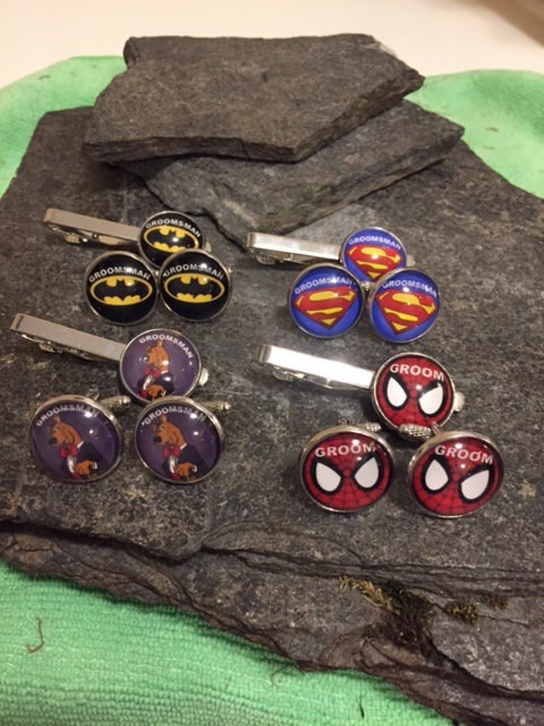 Superhero Cufflinks, Any Hero or Photo, Cufflinks and Lapel Pin Set ...