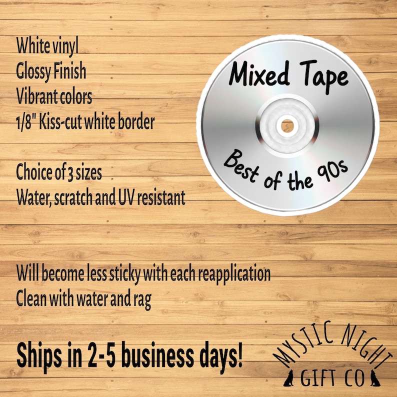 90’s Style CD‑R Sticker – “mixed Tape” Disc – Retro Music Lover Gift - Etsy