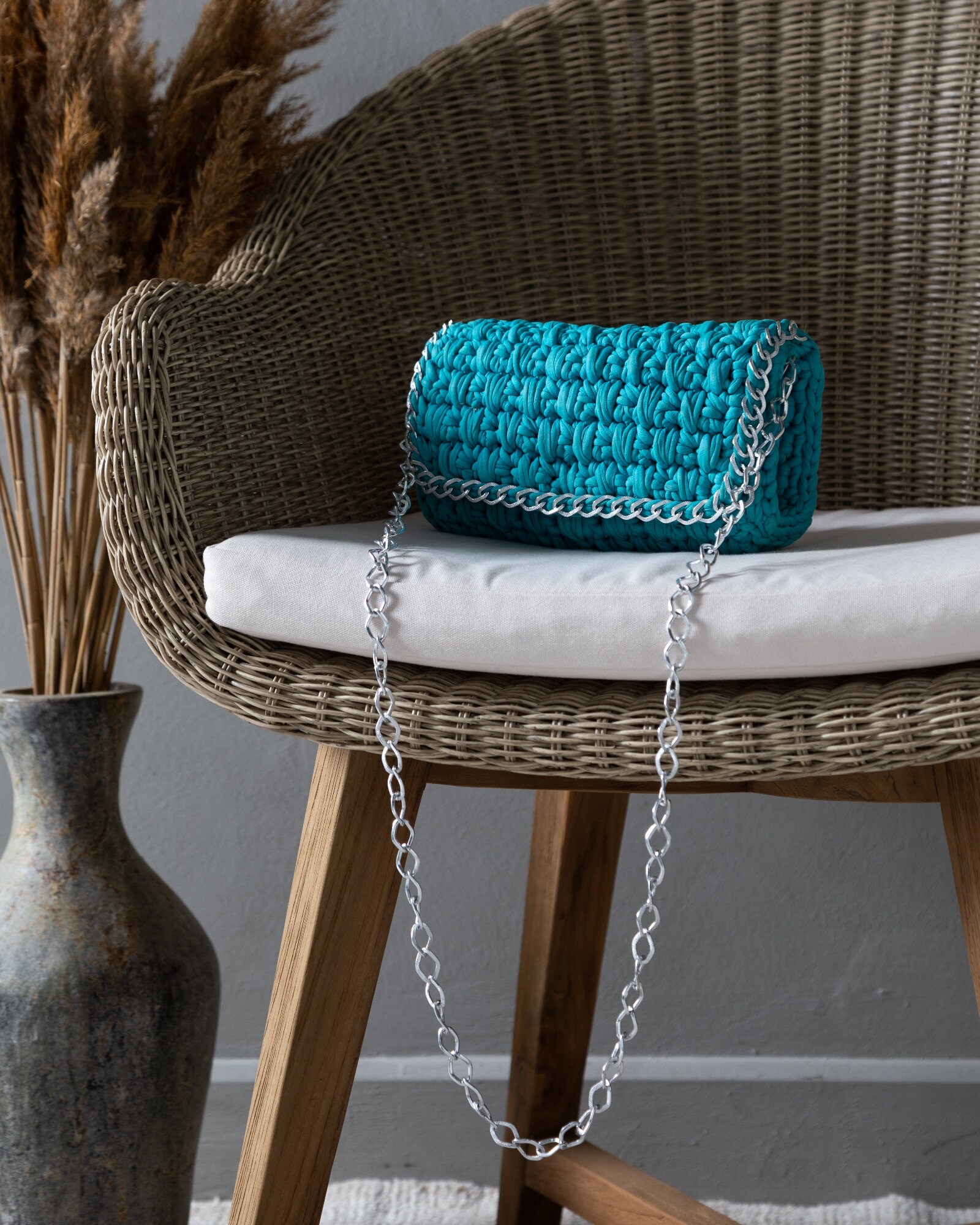 Crossbody Bag, Capri Crochet Bag, Hand Knitted Capri Bag, Cotton Yarn ...