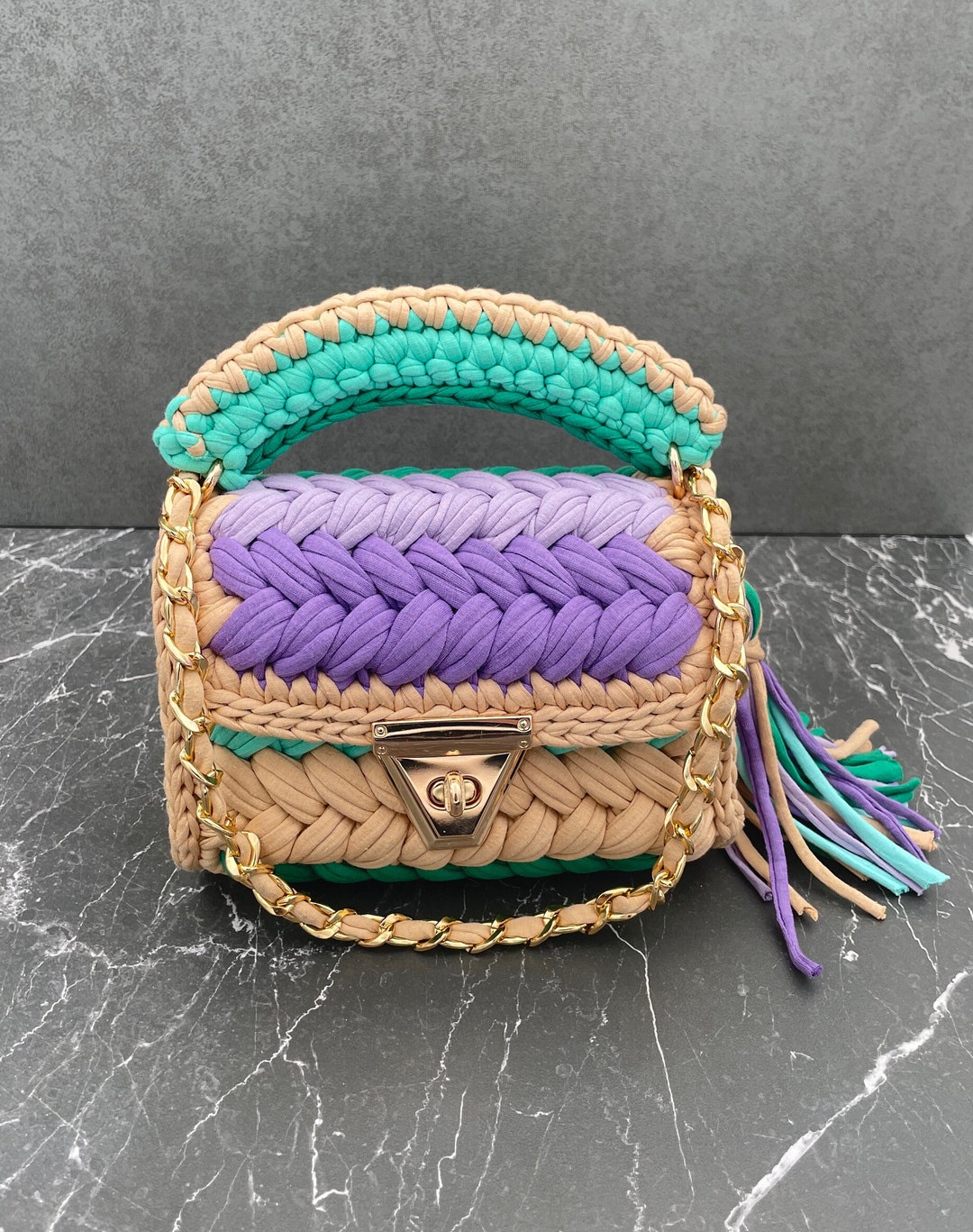 Colourful Purse, Multi Color Bag, Hand Woven Crossbody Bag, Crochet ...