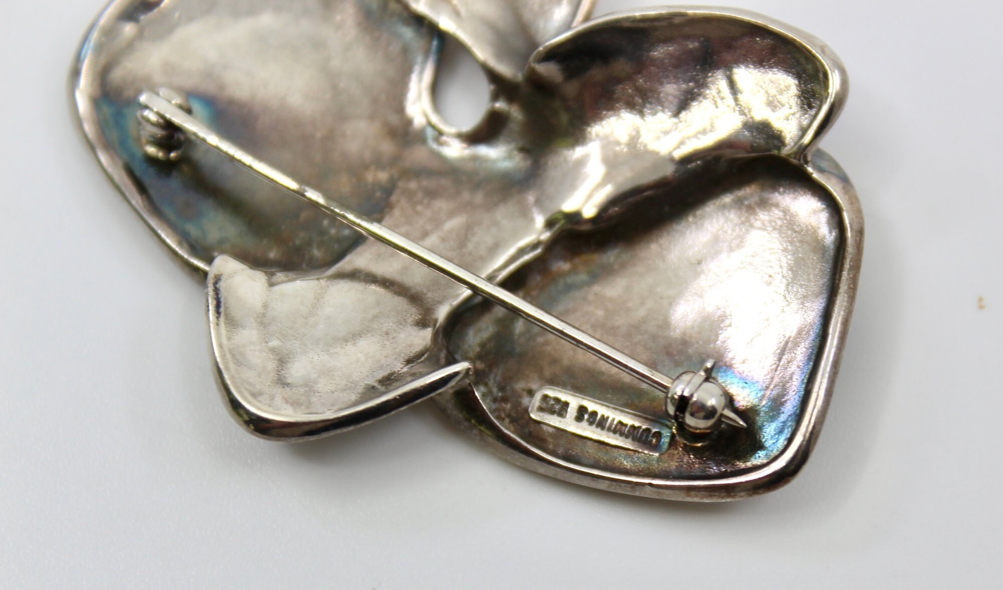 Angela Cummings Sterling Silver Orchid Omega Clip Earrings and Brooch ...
