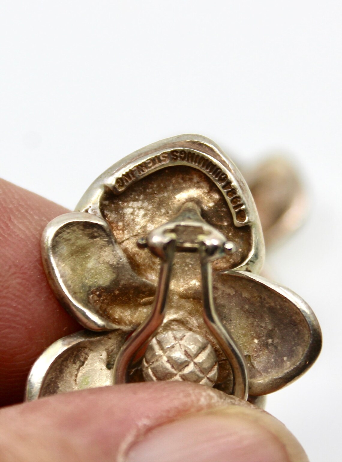 Angela Cummings Sterling Silver Orchid Omega Clip Earrings and Brooch ...